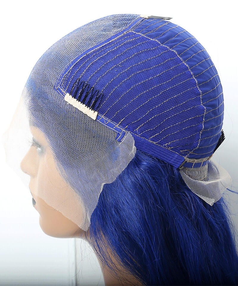 Blue Straight 13X4 Lace Front Human Hair Wigs Pre Plucked With Baby ...
