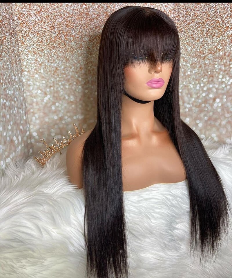 Brazilian Transparent 13X6 Lace Front Human Hair Bang Wigs - Toseehair.com