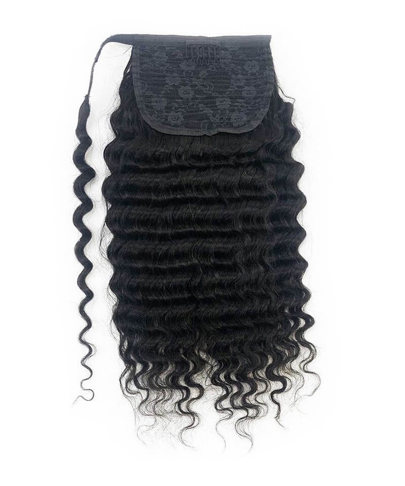 Deep Wave Wrap Ponytail Human Hair Magic Horsetail Wrap Around 10-26 ...