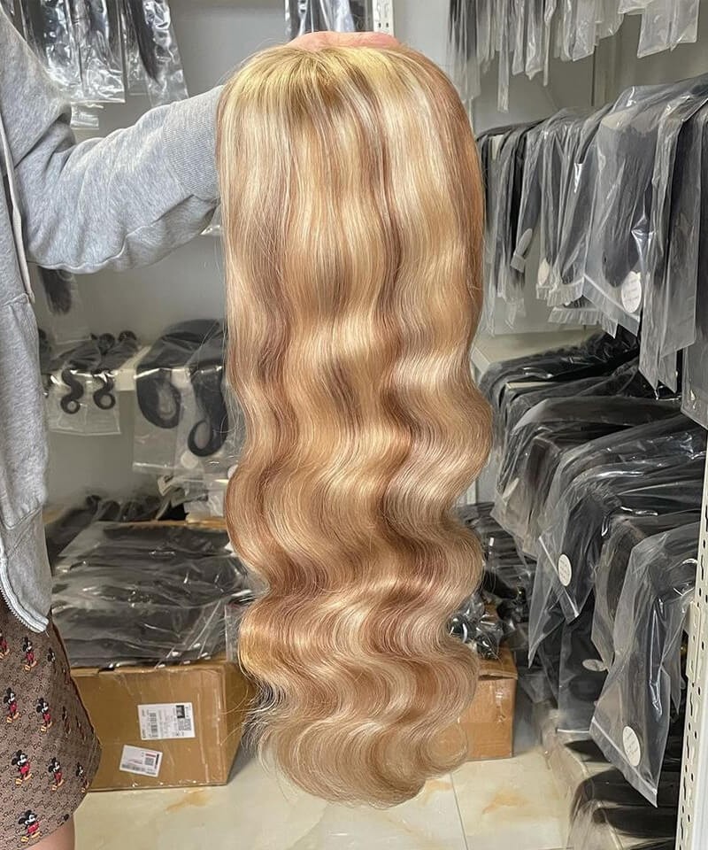 Piano Color 13X4 Transparent Lace Front Wig Body Wave Pre Plucked 10 ...