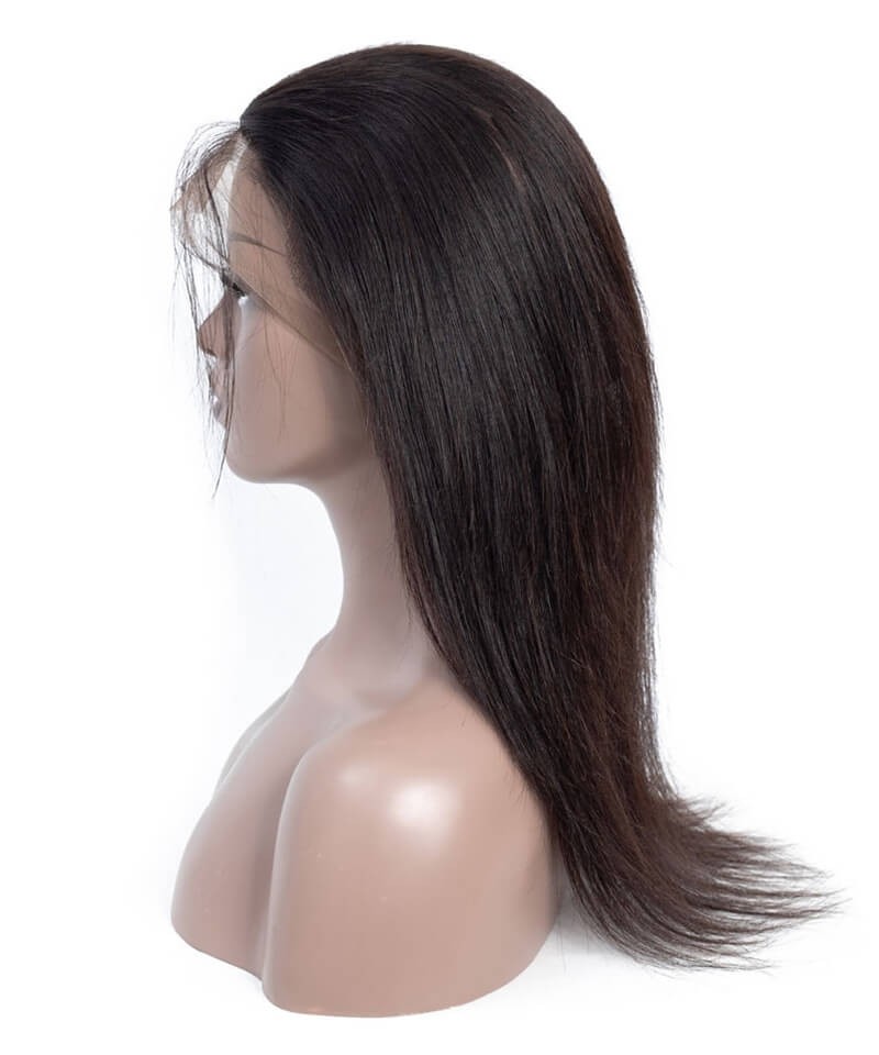 Yaki Straight Brazilian Human Hair 360 Lace Frontal With Natural ...