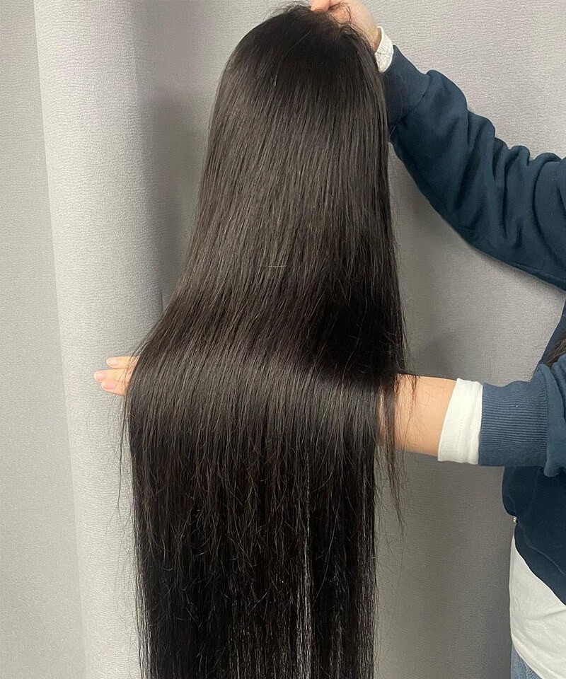 130% Density Straight 370 Lace Frontal Wig Pre Plucked With Baby Hair ...