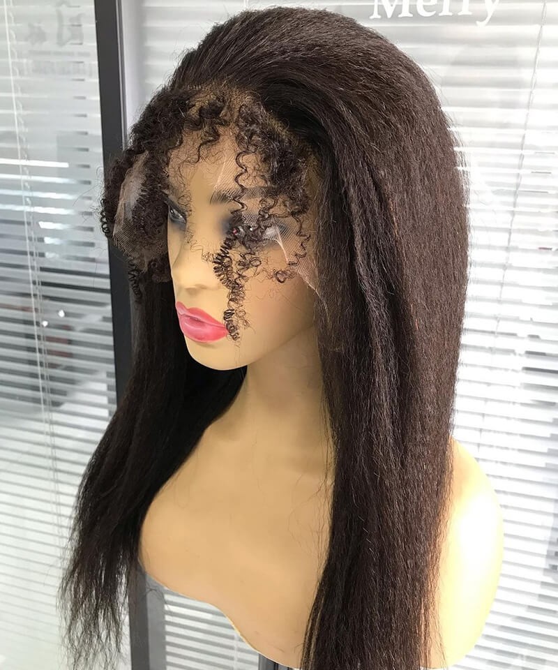 Coarse Yaki Straight Human Hair Wigs For Women 150% Density - Toseehair.com