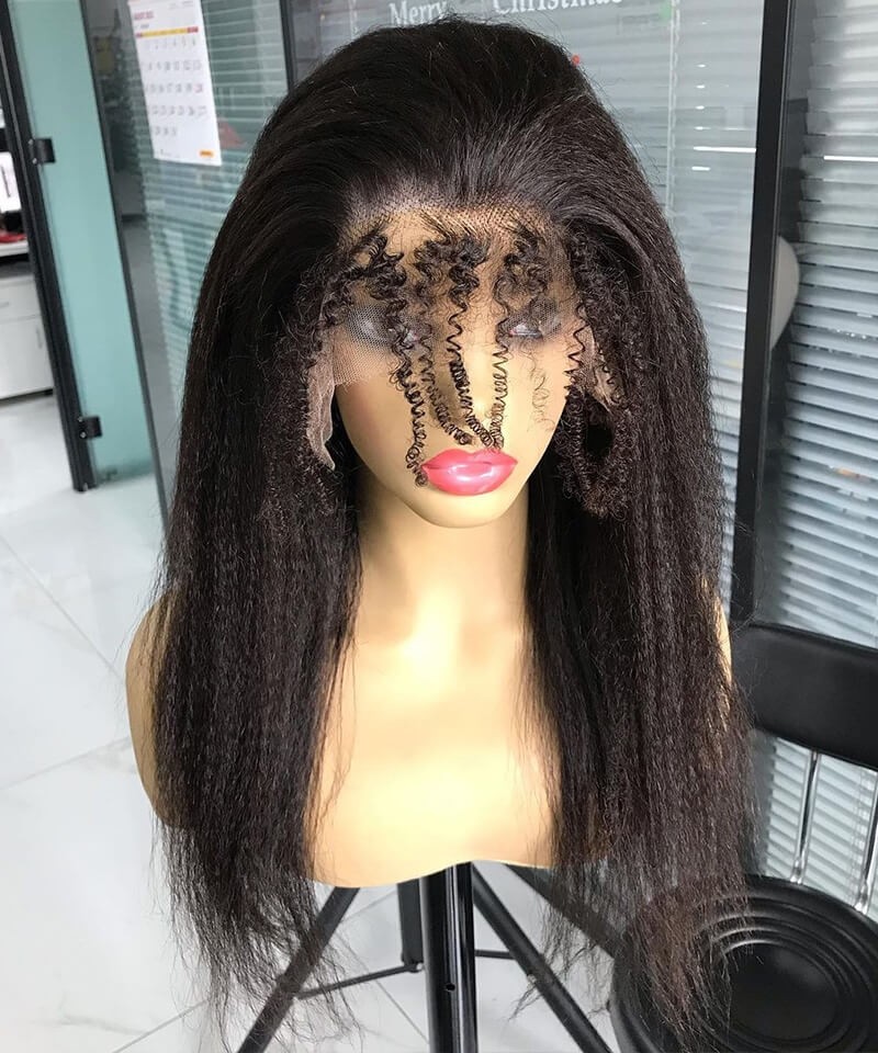 Coarse Yaki Straight Human Hair Wigs For Women 150% Density - Toseehair.com